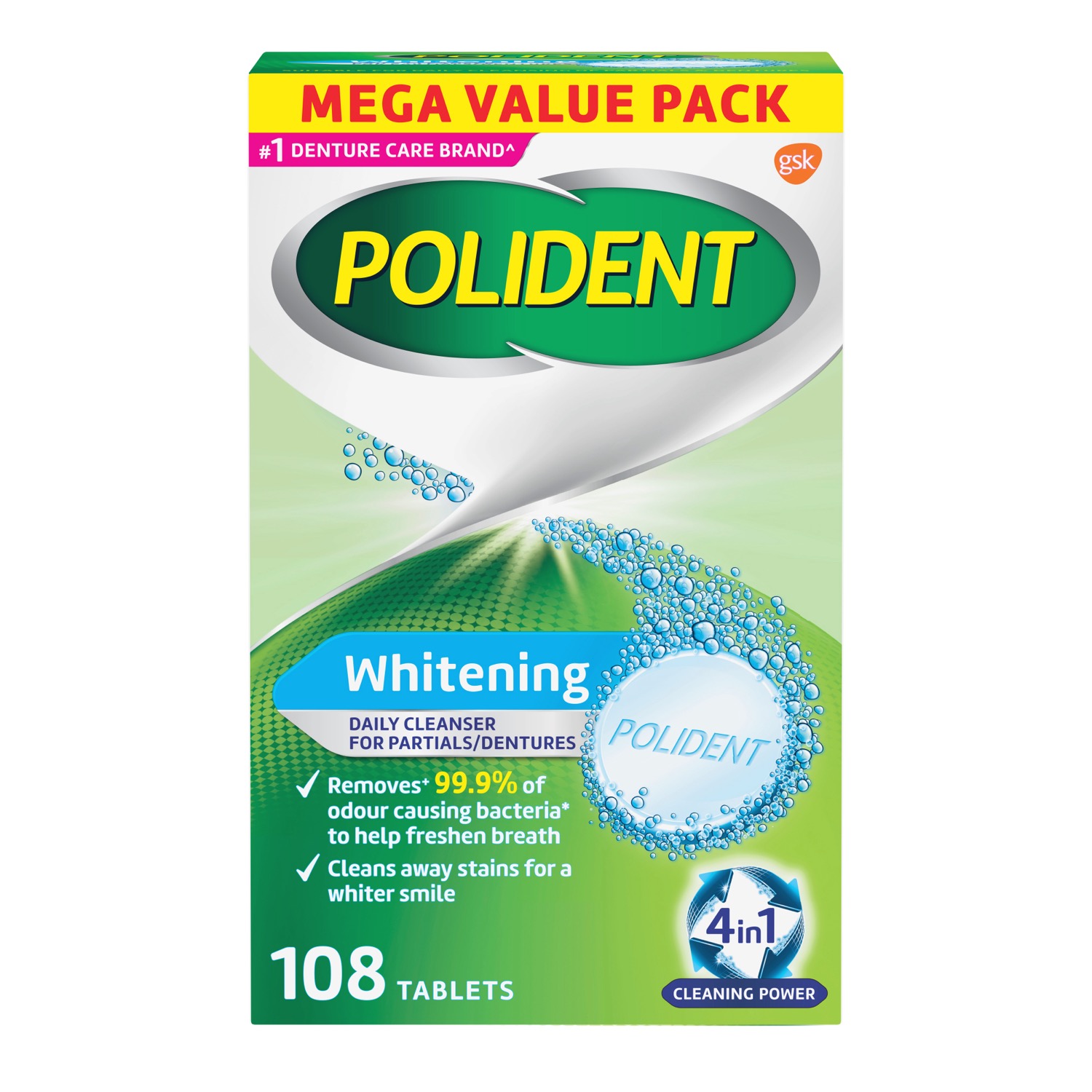 Buy Polident Whitening Denture Cleanser 108 Tablets Exclusive Size ...
