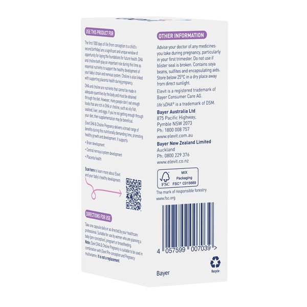 Buy Elevit DHA + Choline Pregnancy 60 Capsules Online at Chemist Warehouse®