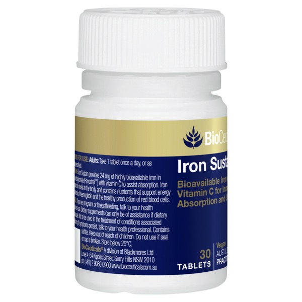 Buy BioCeuticals Iron Sustain 30 Tablets Online at Chemist Warehouse®
